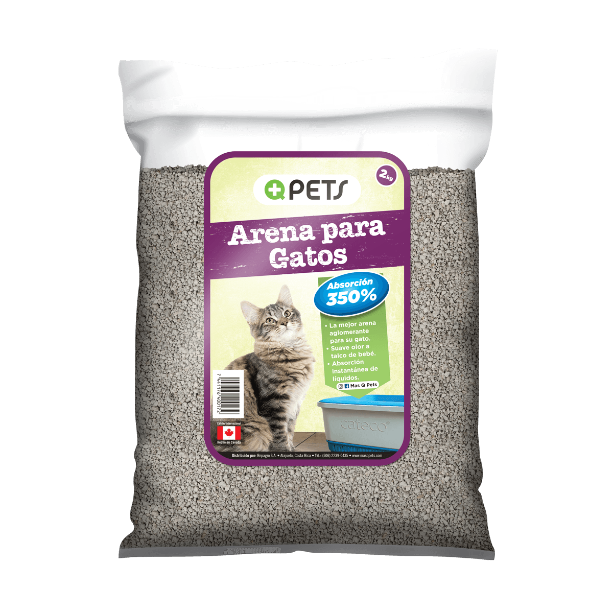 Arena para gato +QPets, 350% de absorción | Manchas - Manchas